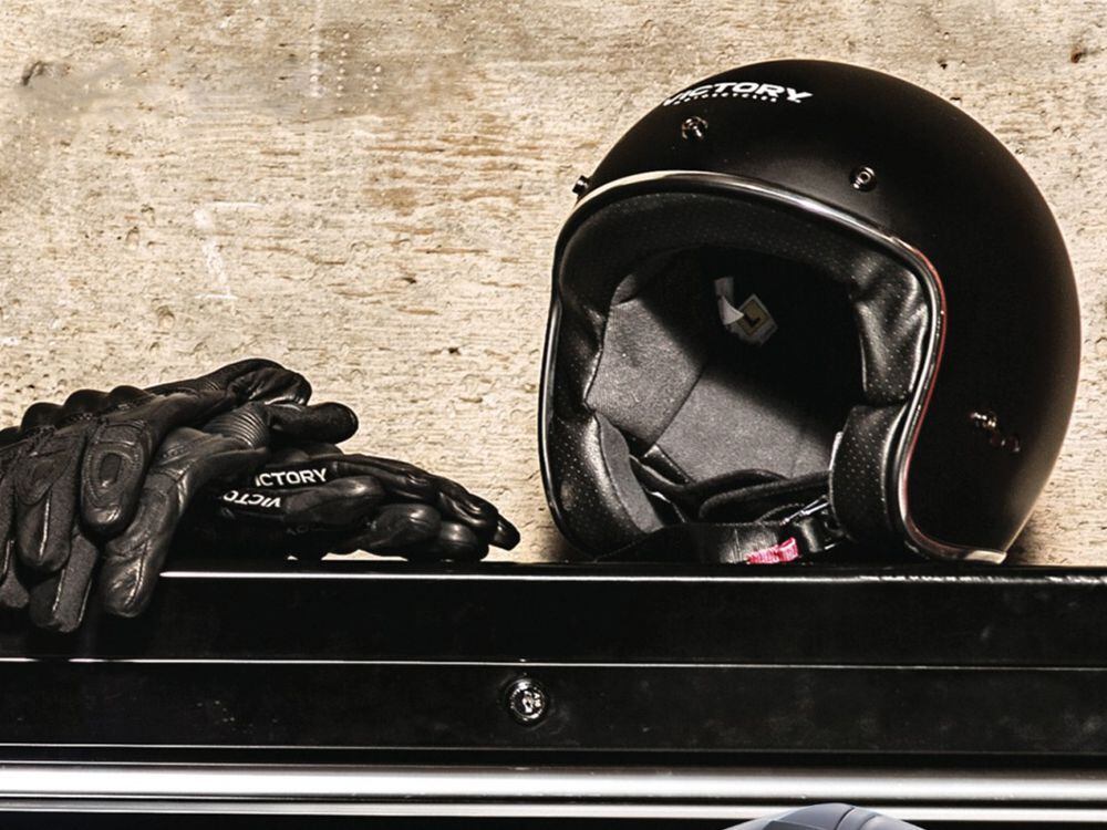 Victory Custom Helmet and Leather Graphic Glove | Motorcycle Cruiser