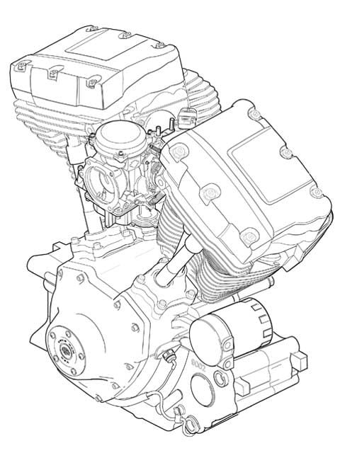 Simple Motorcycle Engine Drawing